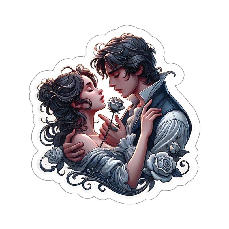 Romantic Couple Kiss-cut Stickers, Love Stickers for Couples, Floral ...