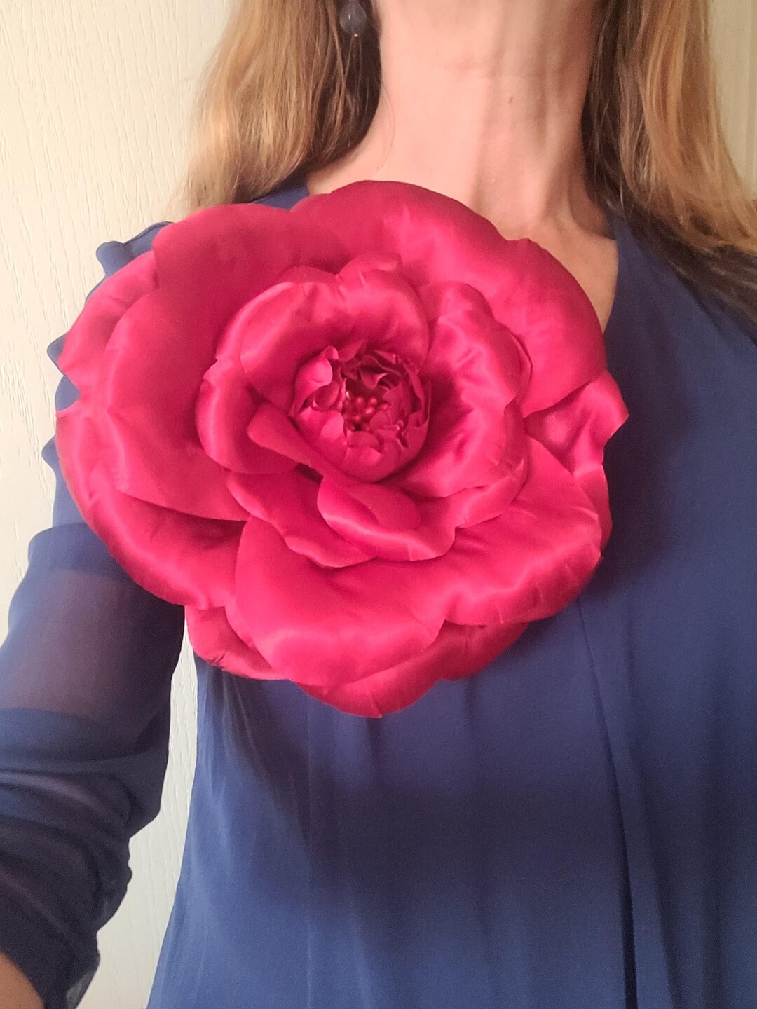 Large Flower Brooch, Giant Flower, Corsage Brooch, Fabric Flower, Rose ...