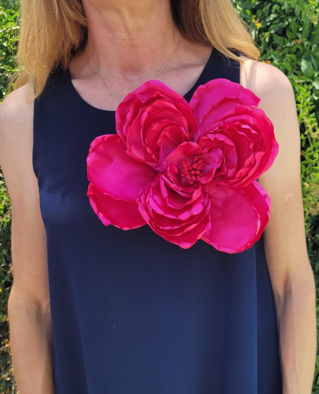 Large Flower Brooch, Giant Flower, Corsage Brooch, Hot Pink Fabric ...