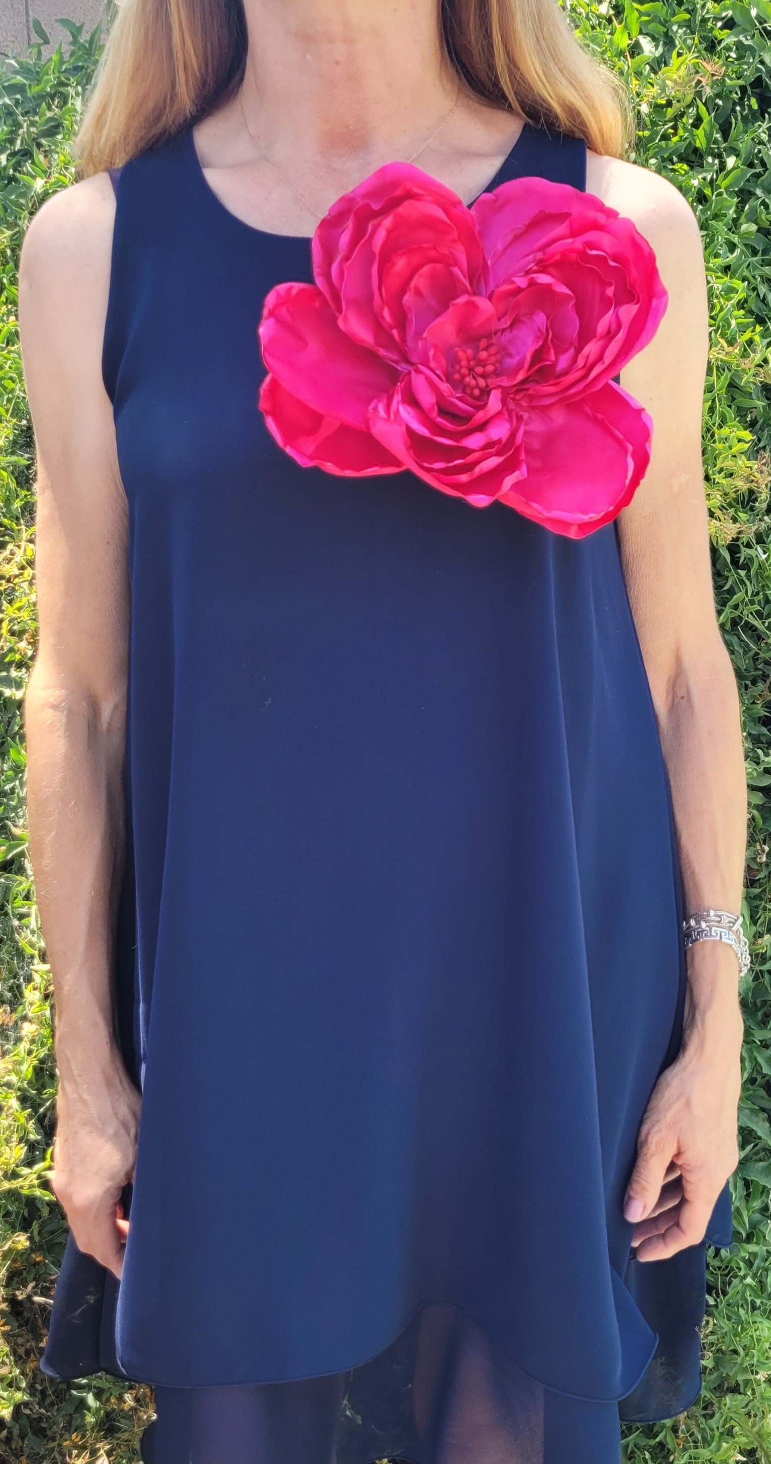 Large Flower Brooch, Giant Flower, Corsage Brooch, Hot Pink Fabric ...