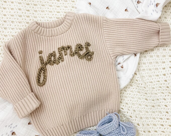 Personalized Baby Name Sweater – Soft, Custom Embroidered Sweater for ...