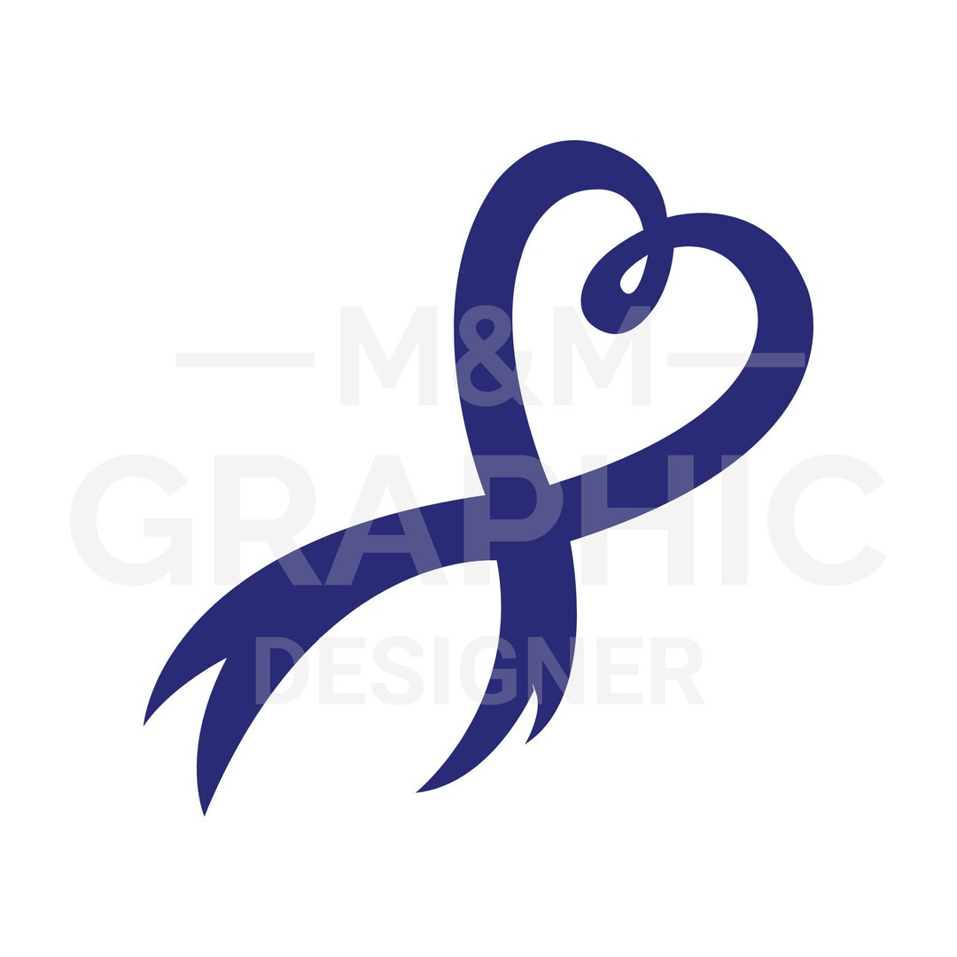 Colon Cancer Heart Ribbon Digital File - Etsy