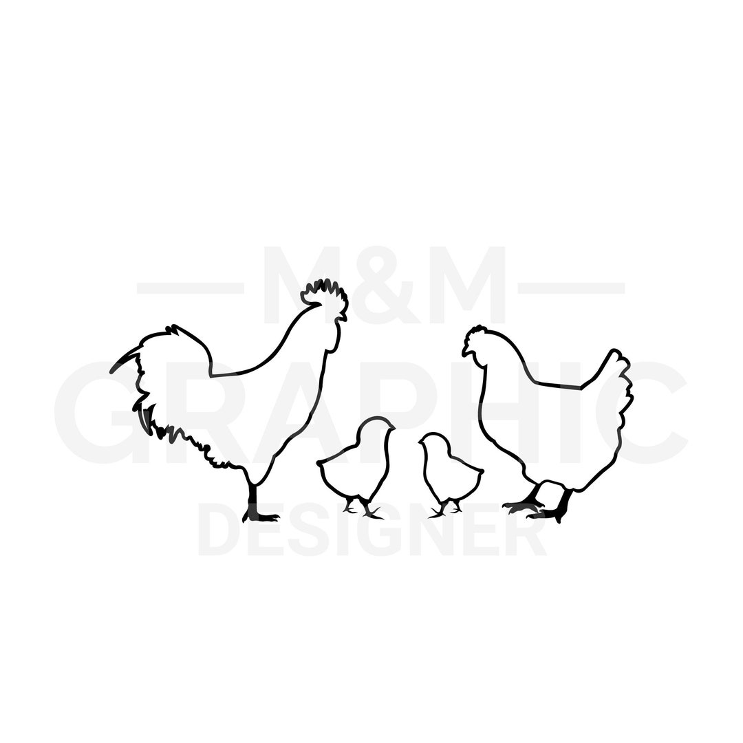 Chicken Family Outline Digital File - Etsy