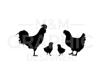 Chicken Family Outline Digital File - Etsy