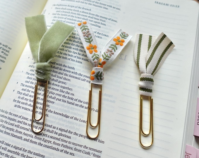 Handmade Floral Embroidery Page Markers: Bible Journaling Set - Etsy