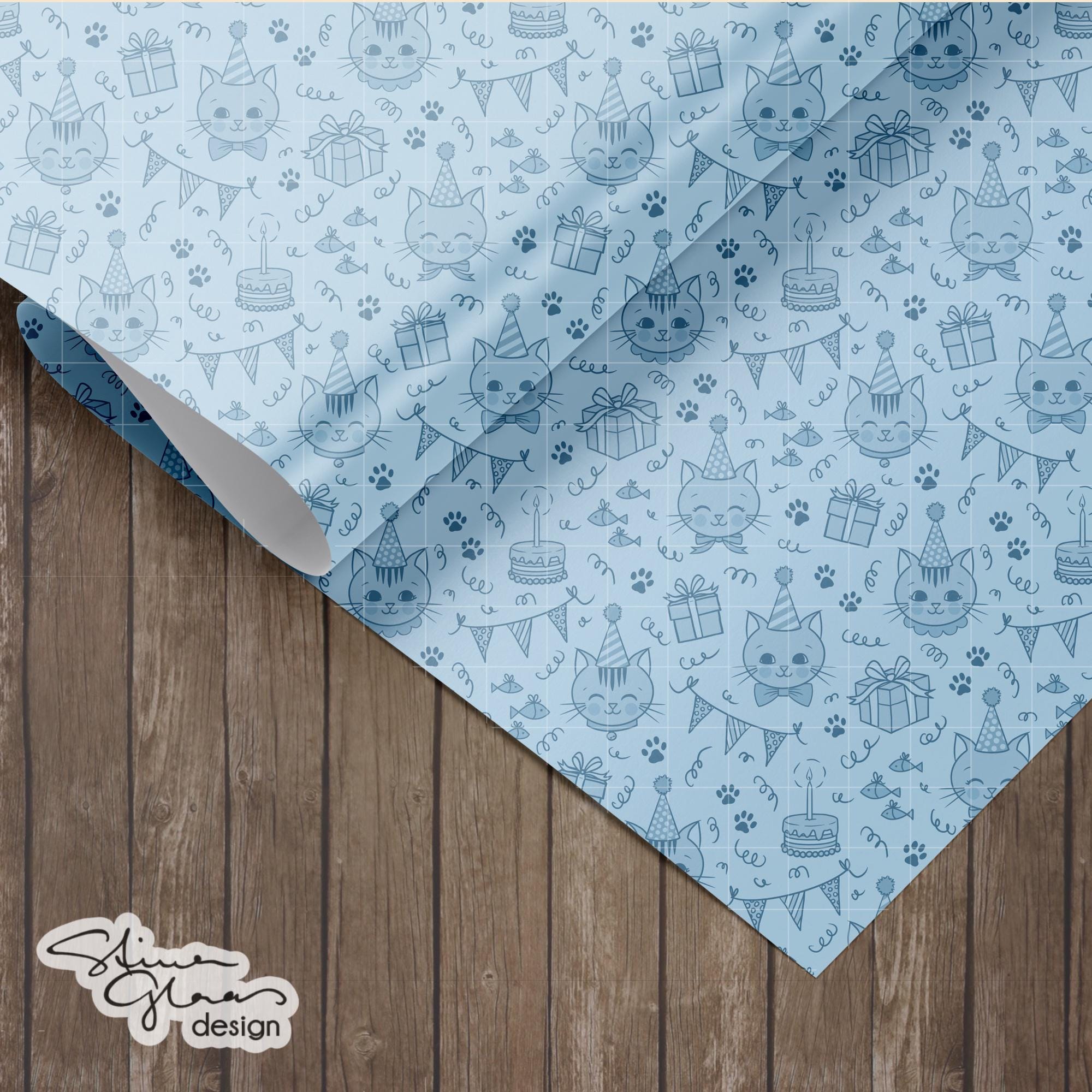 Cat Birthday Party Pattern Kittens Seamless Pattern Surface Digital ...