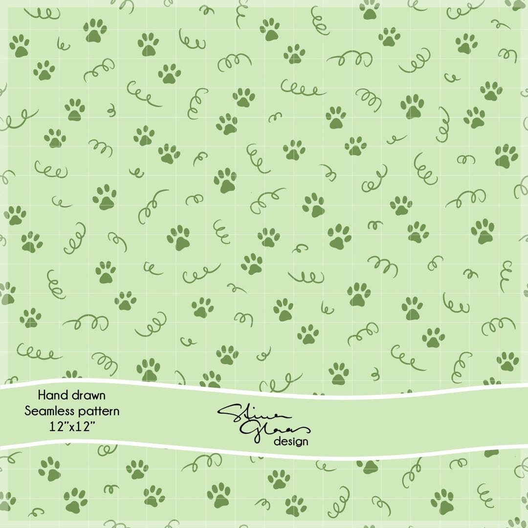 Cat Paws Birthday Party Seamless Pattern Kittens Surface Digital Paper ...