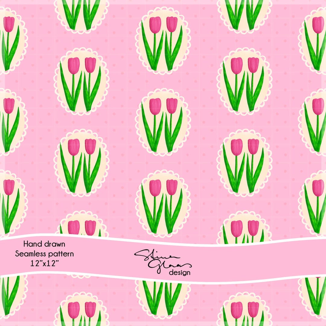 Tulips Seamless Pattern Pink Spring Easter Surface Digital Paper ...