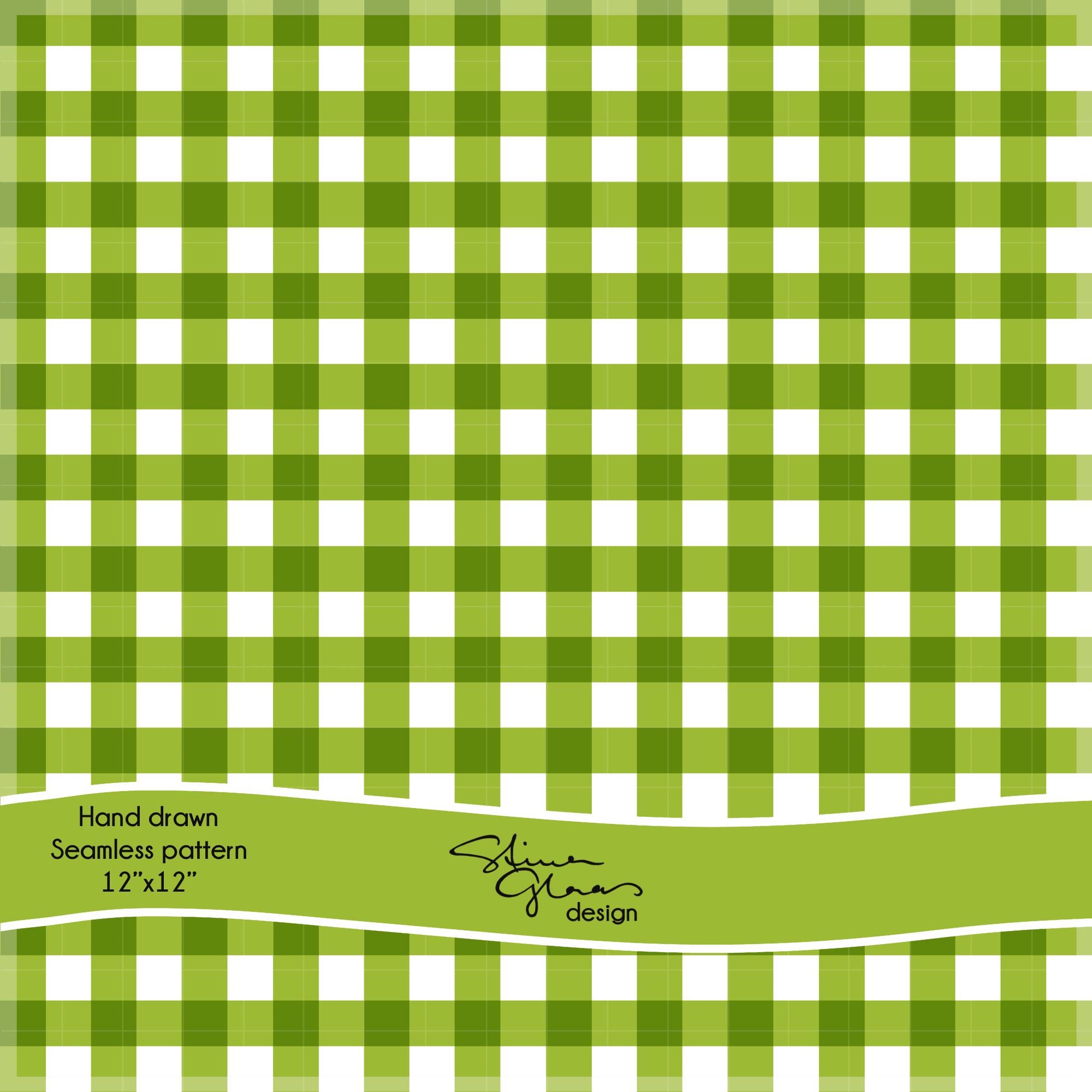 Green Gingham Seamless Pattern Surface Digital Paper Scrapbook Junk ...