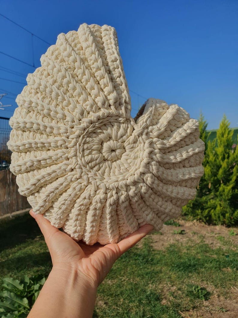 Crochet Basket Seashell Home Wall Decor, Marine Wall Hanging, Storage ...