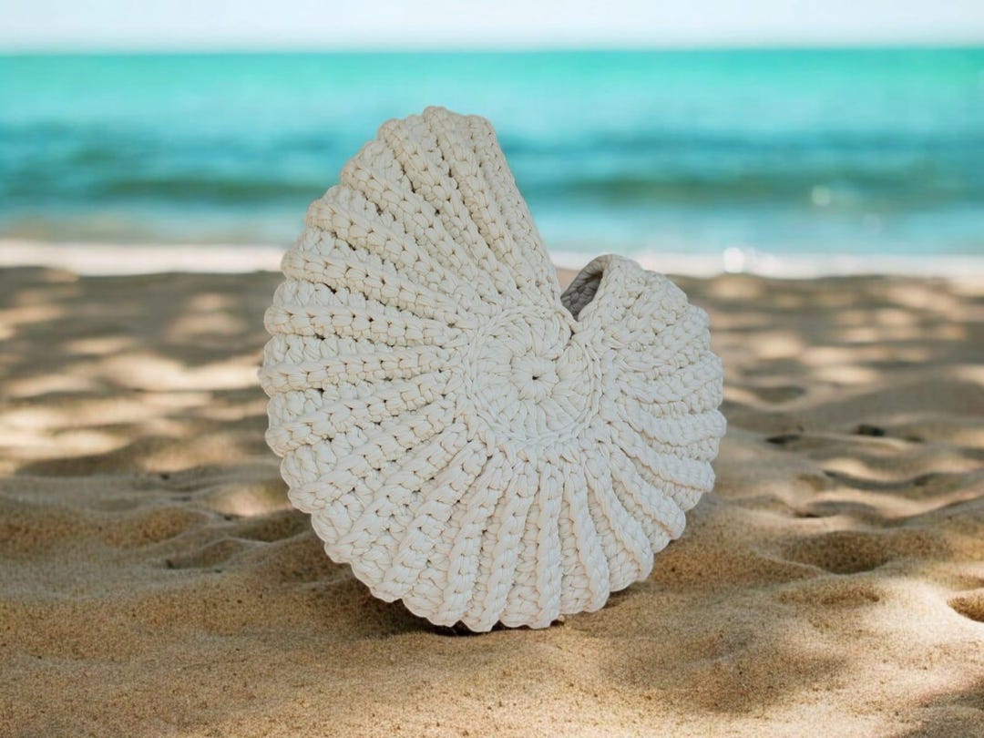 Crochet Basket Seashell Home Wall Decor, Marine Wall Hanging, Storage ...