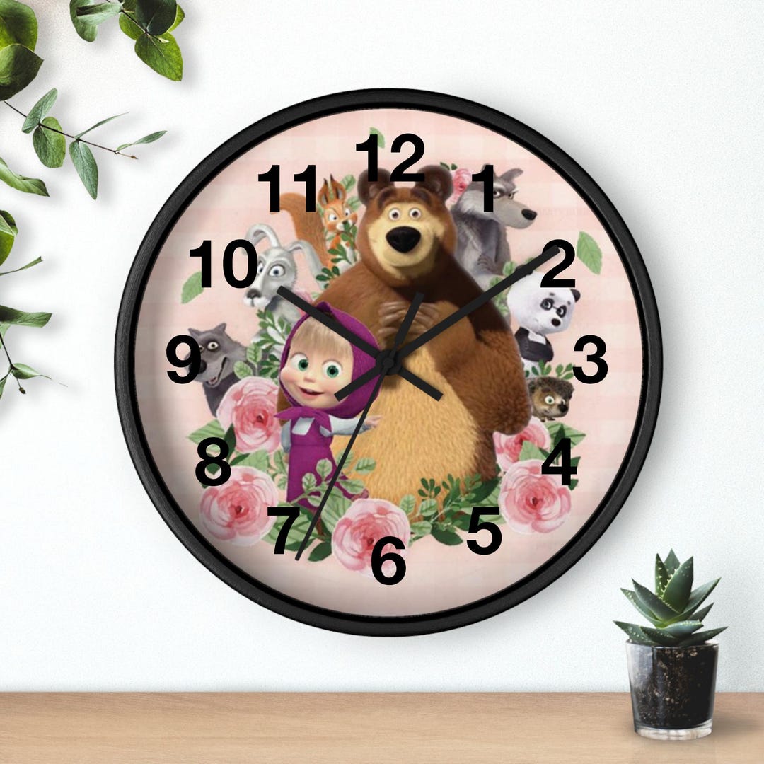 Masha and the Bear Wall Clock, Kids Room Wall Clock, Nursery Room Clock ...
