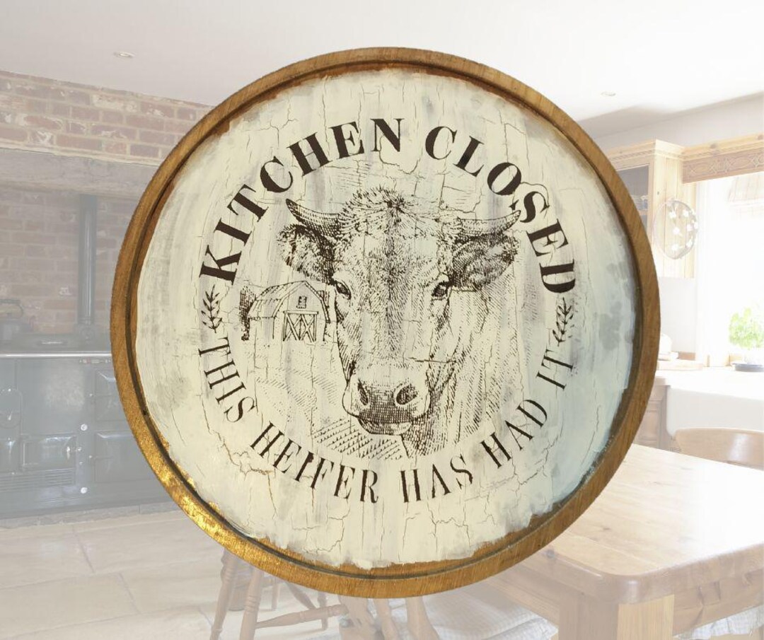 Kitchen Closed | Rustic Farmhouse Wood Sign | Cow Décor - Etsy