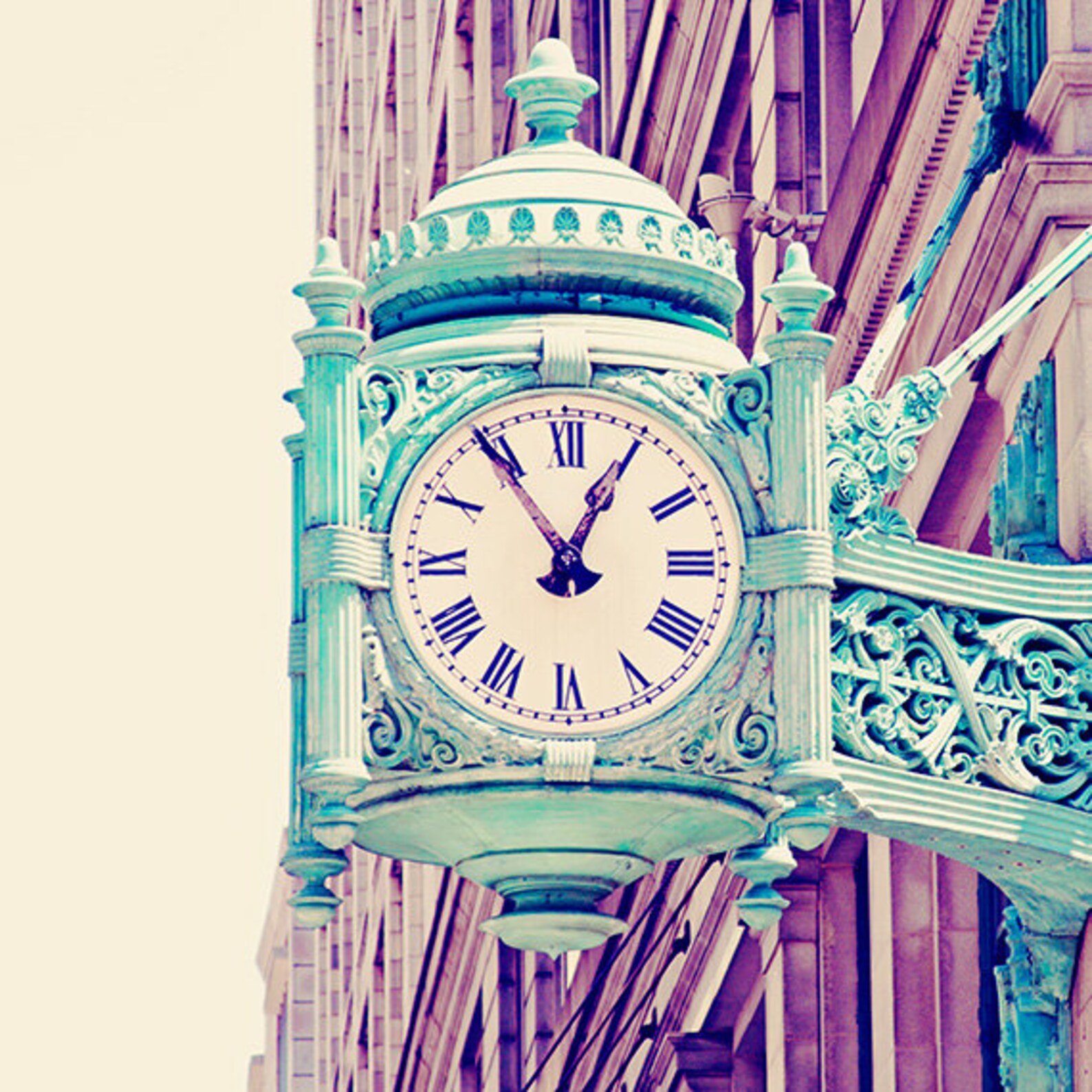 Chicago Photography Print Mint Green Clock Classic Chicago - Etsy
