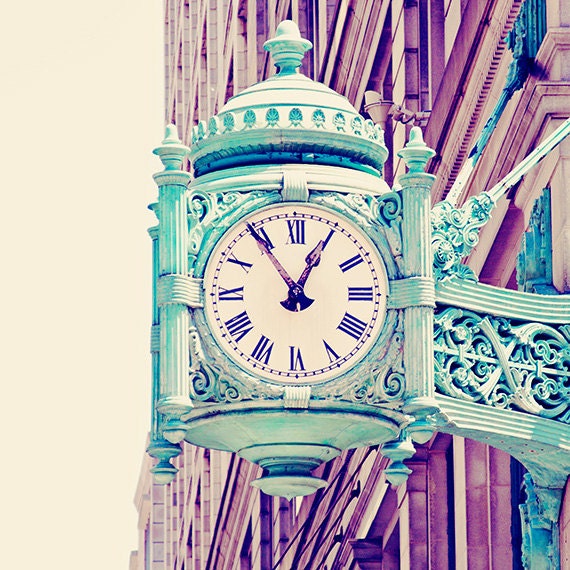 Chicago Photography Print Mint Green Clock Classic Chicago - Etsy
