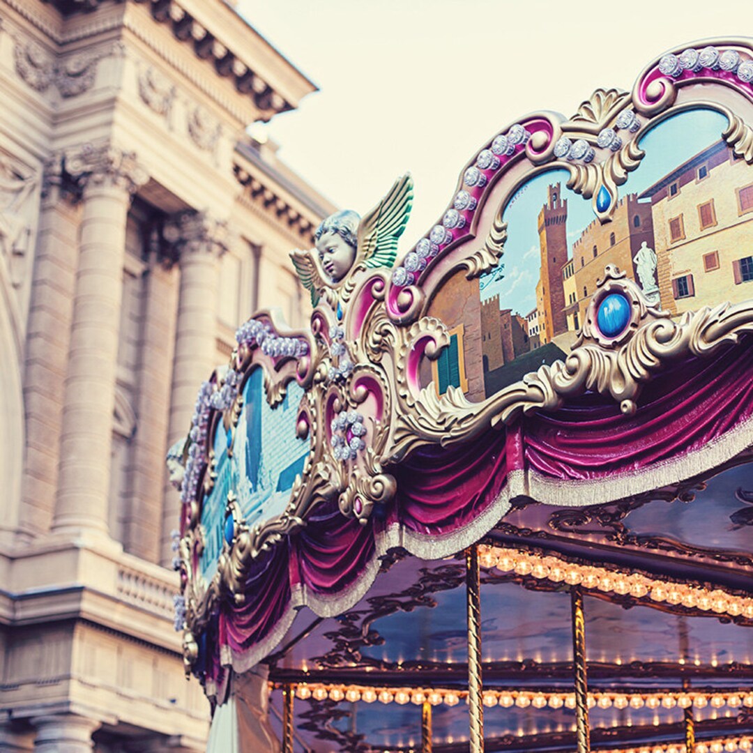 Vintage Italy Carousel Wall Art, Travel Photography Decor, Carnival ...