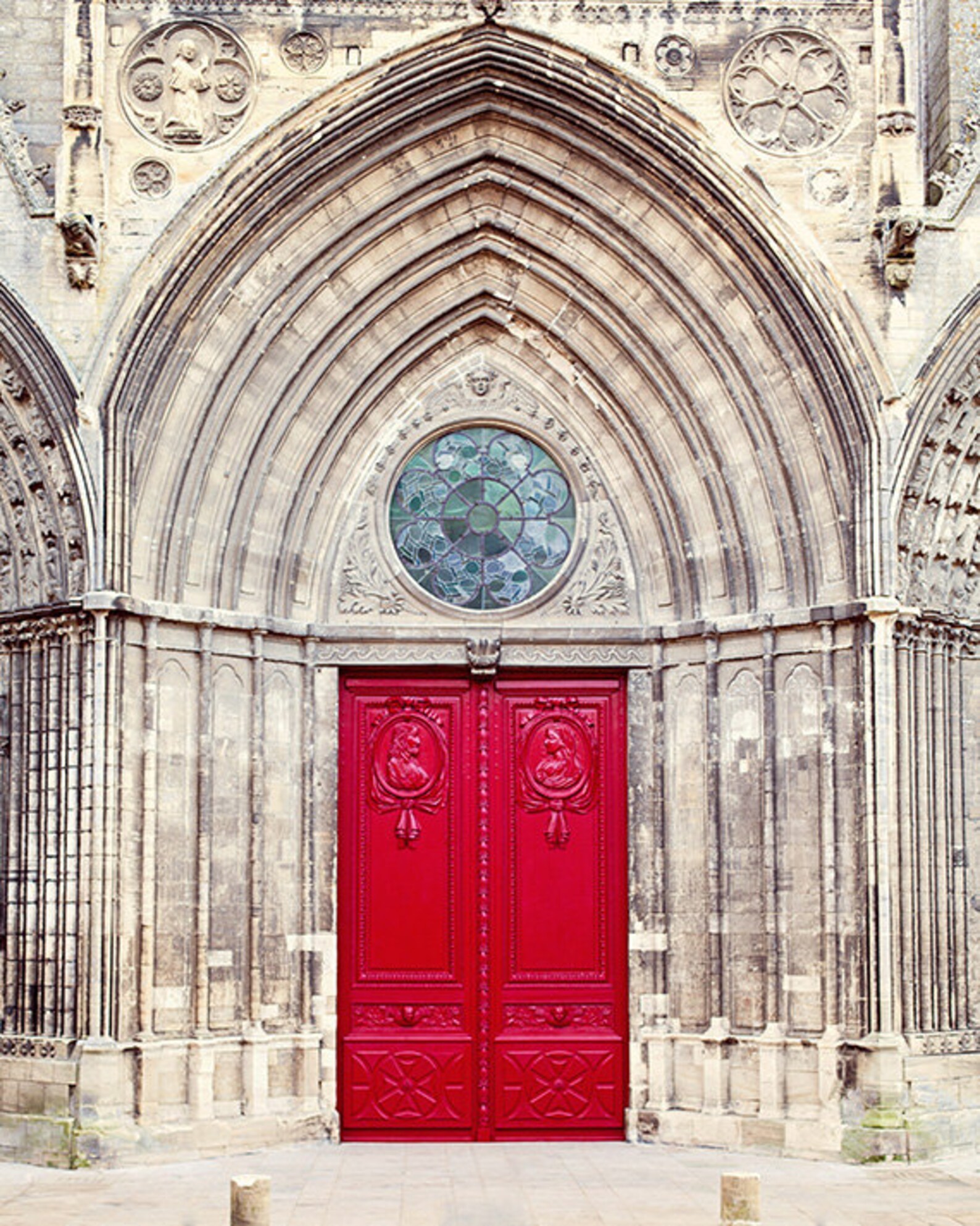Bayeux Cathedral Red Door Photography, French Gothic Cathedral Art ...