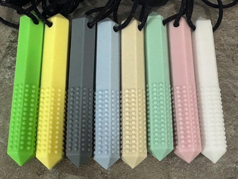 Gemstone Chew Necklace With Bumps: Sensory Oral Motor Aid, Autism ADHD ...