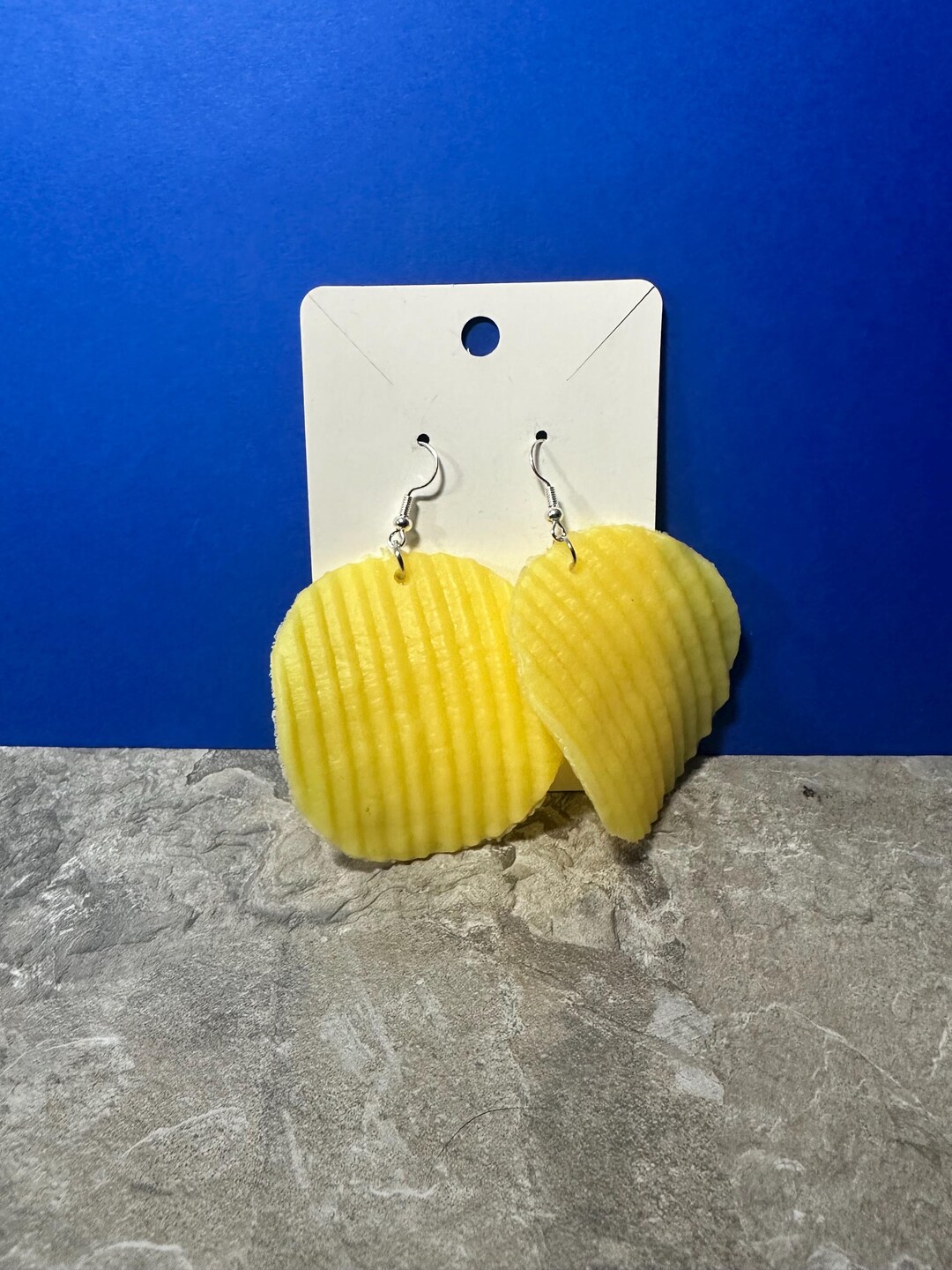 POTATO CHIP Earrings, WAVY and Plain Junk Food Novelty Funky Huge Funny ...