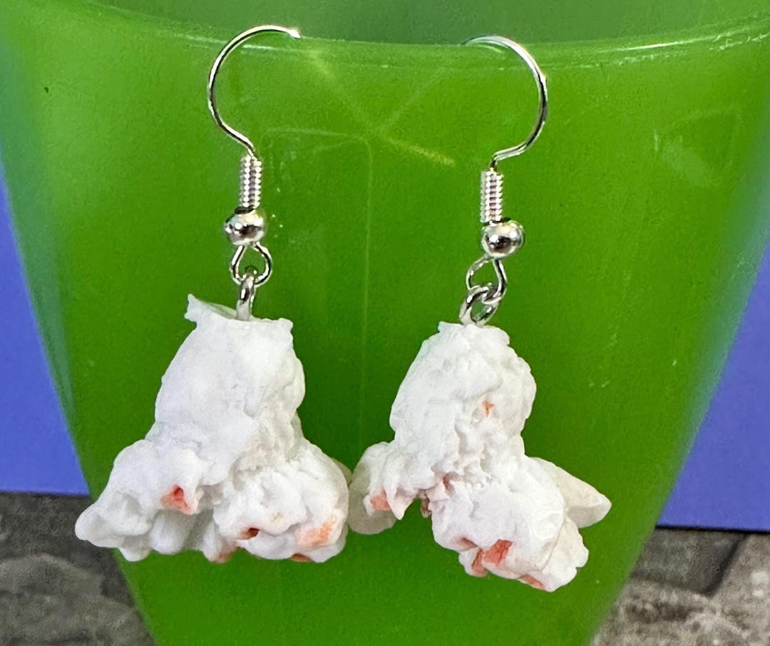 Popcorn Dangle Earrings, Funny Realistic Fake Food, Whimsical Dangle ...