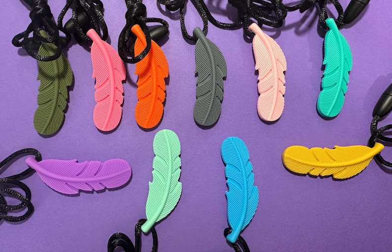 Feather Silicone Chewlery Chew Necklace, Autism & ADHD Sensory Aid - Etsy