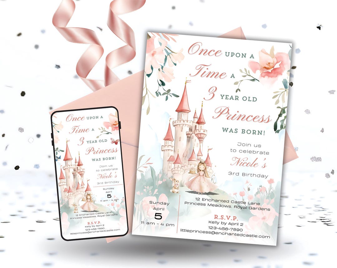 Once Upon a Time Storybook Invitation, Royal Castle Birthday Invite ...