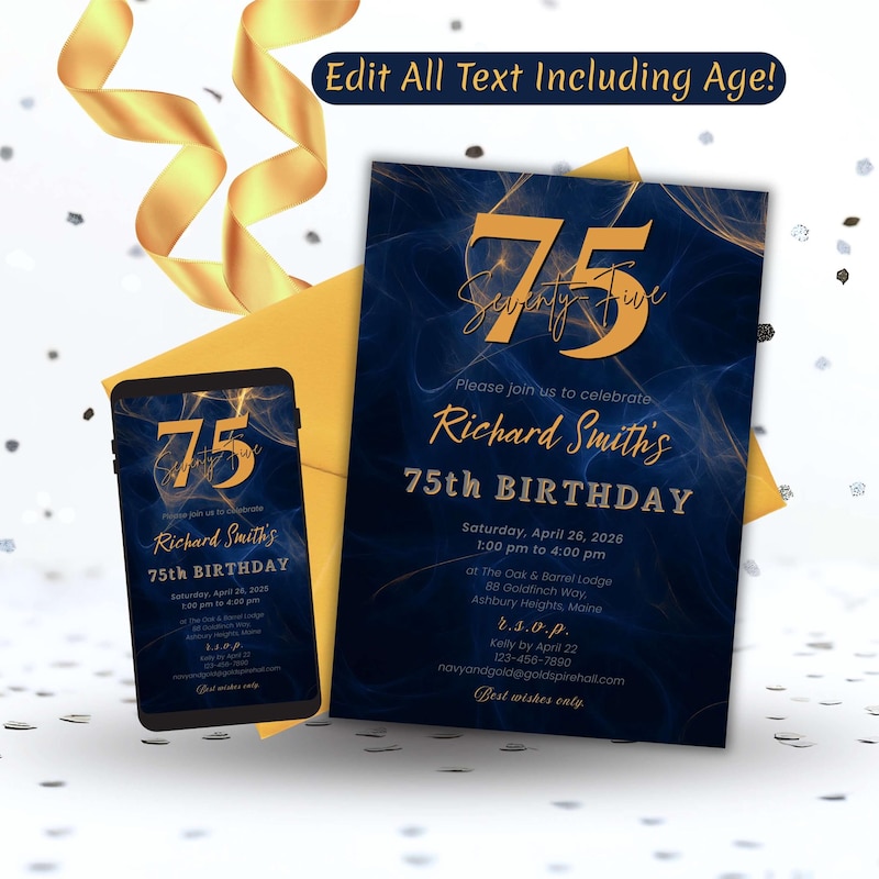75th Birthday Invitation - Etsy