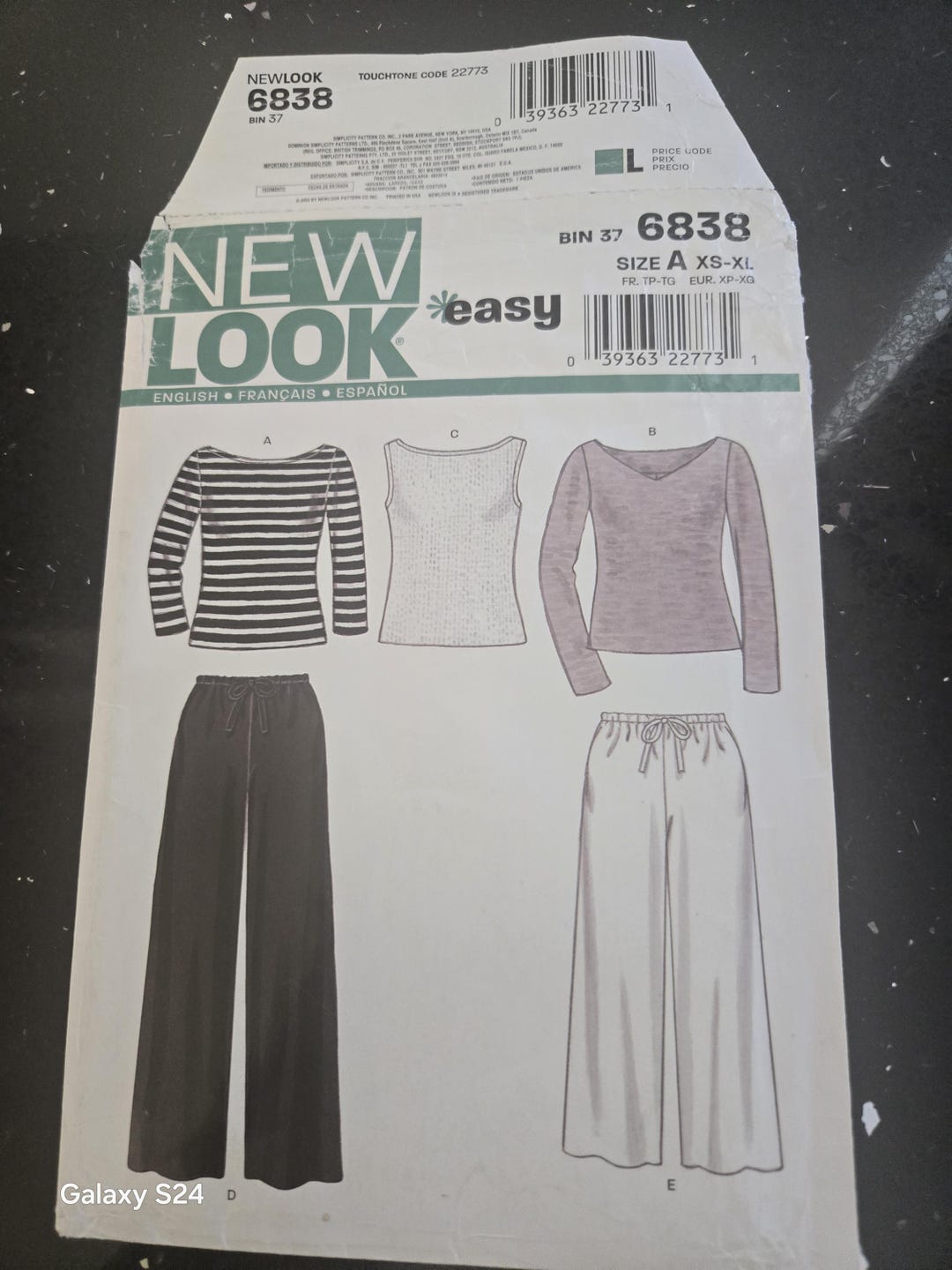 New Look Easy 6838 Womens Sewing Pattern Knit Fabric Top Options, Pants ...