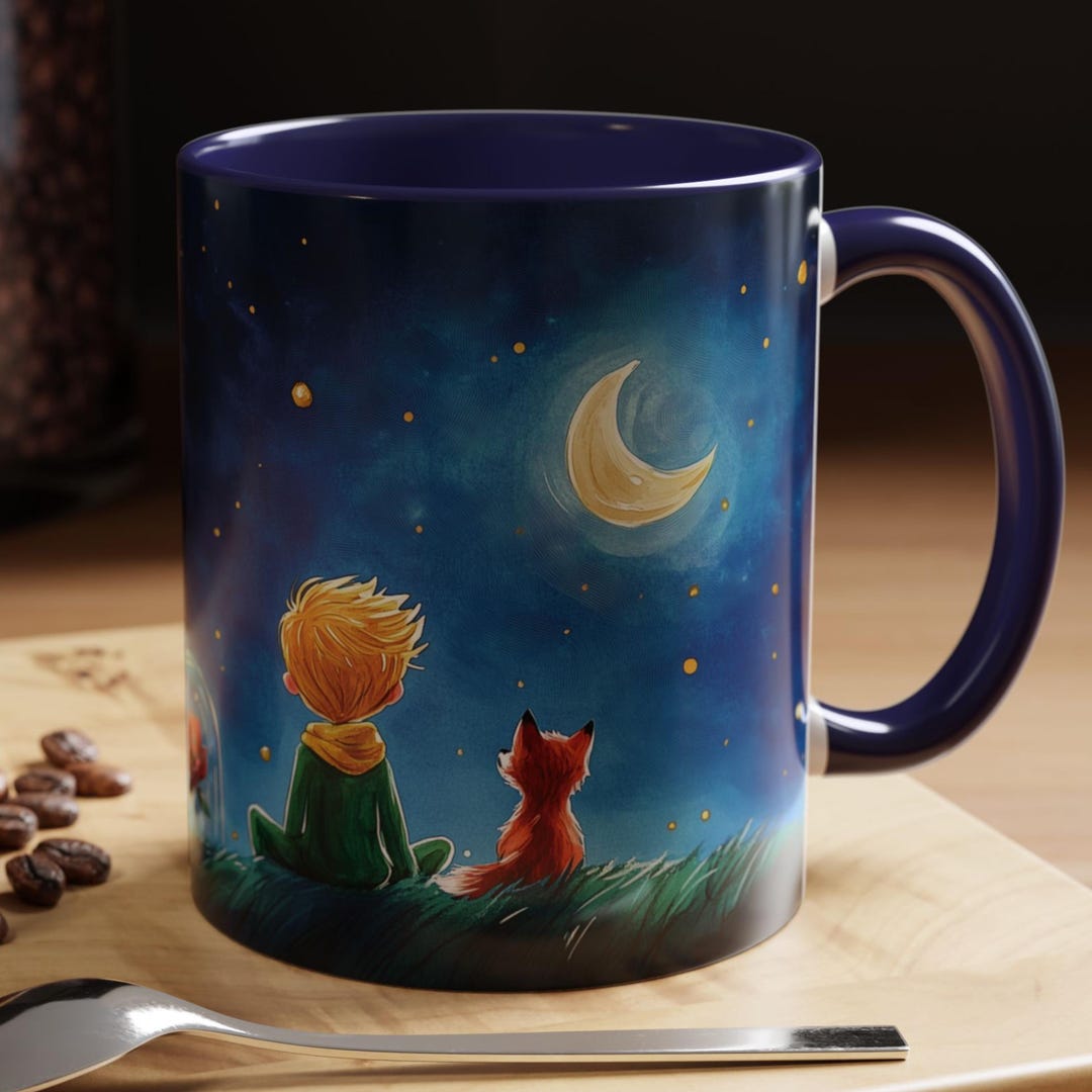Little Prince Fox and Rose Mug Night Sky Ceramic Mug Little Prince Rose ...