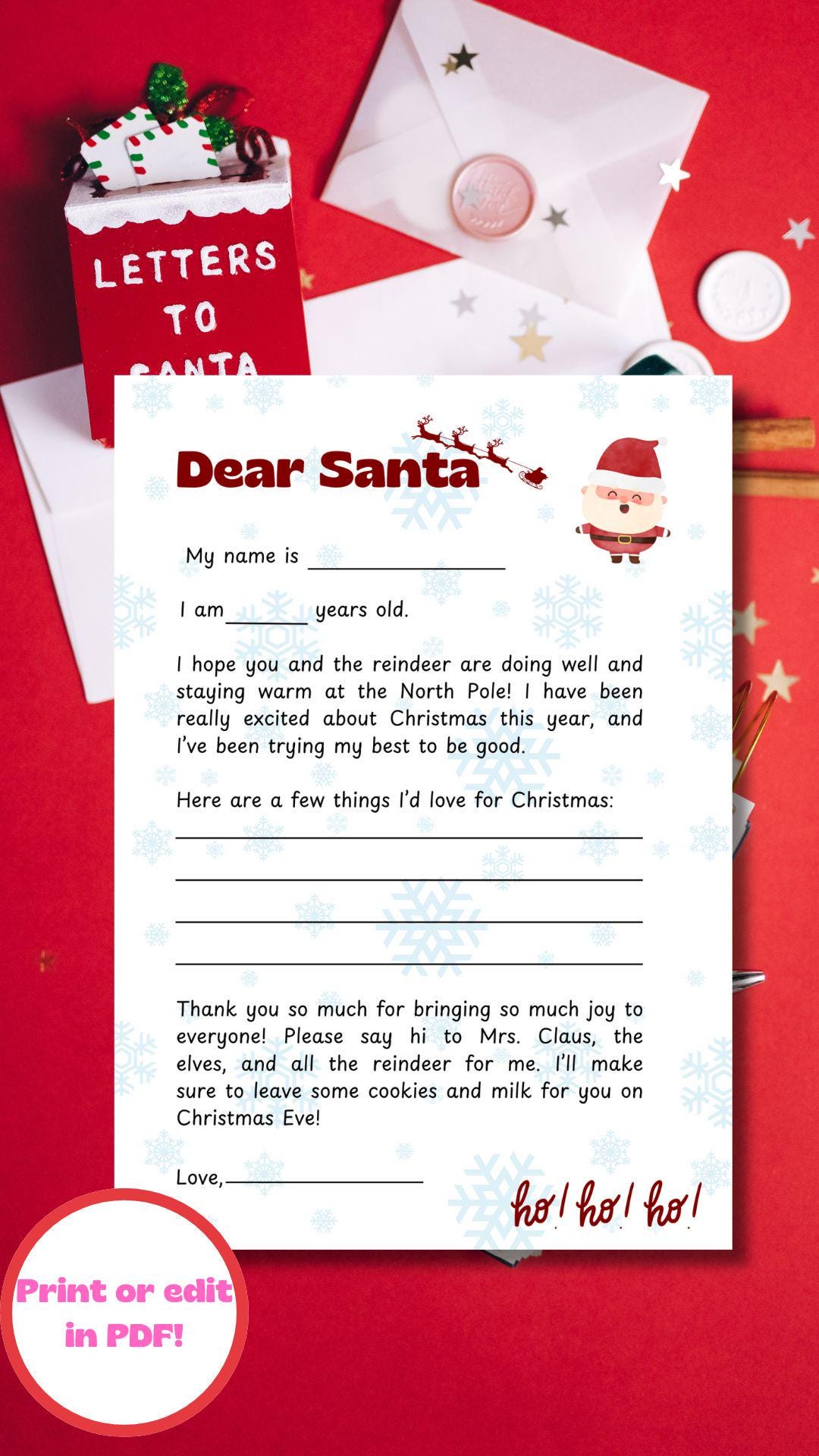 Downloadable Pre-written Letter to Santa - Etsy