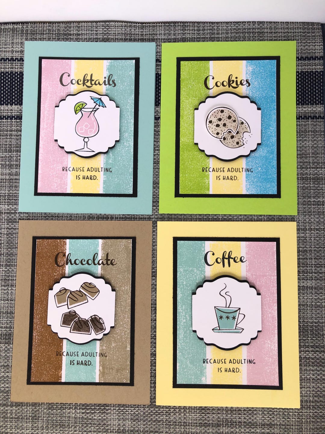 Set of 4 Blank Inside “adulting is Hard” Cards in Matching Folder - Etsy