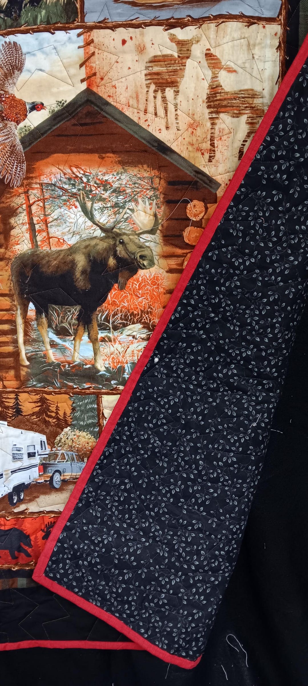 Moose Camping Quilted Lap Quilt or Wall Hanging - Etsy