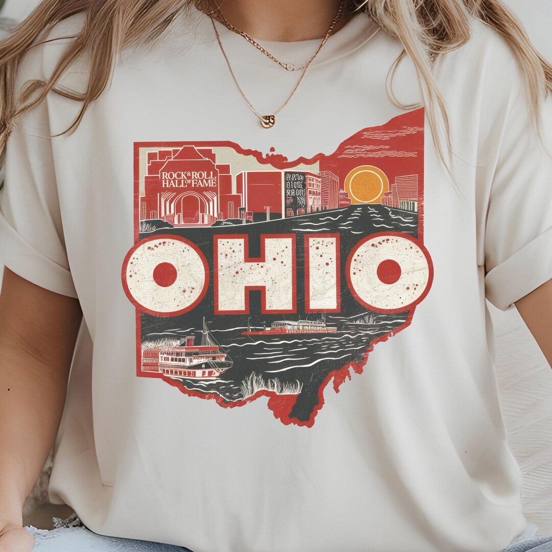Ohio PNG – Vintage State Map & Rock and Roll Hall of Fame Design for T ...