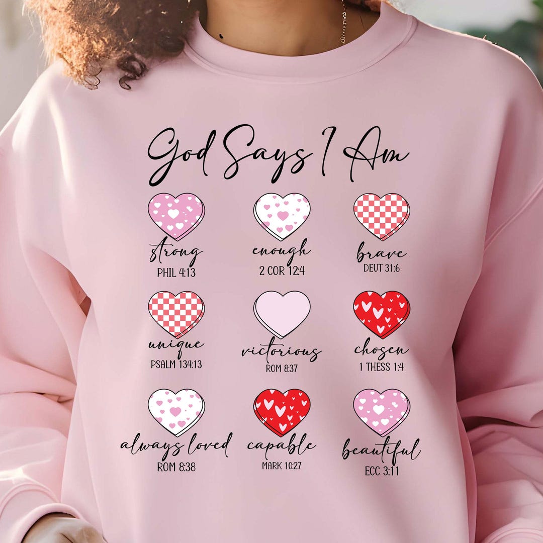 God Says I Am PNG – Christian Affirmations Hearts Bible Verse Design ...