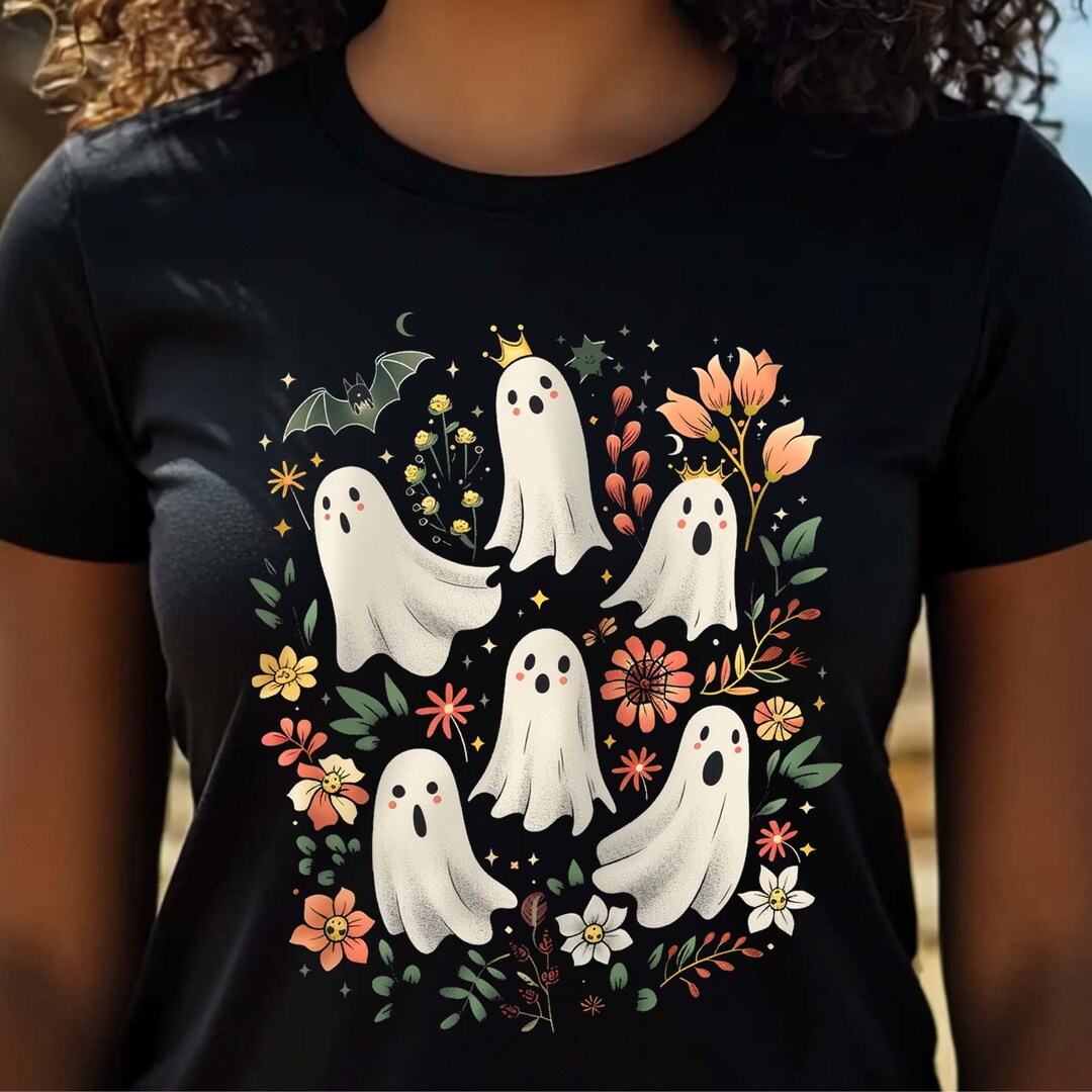Cute Ghost PNG With Flowers & Crowns | Halloween Boho Ghost Clipart ...