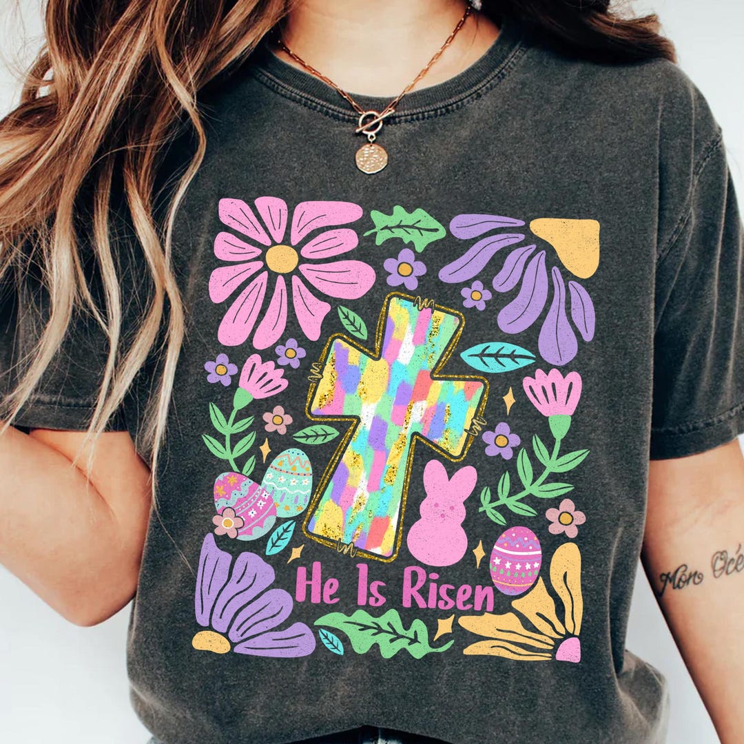 He is Risen PNG | Matthew Easter Bible Verse | Retro Easter Doodle PNG ...