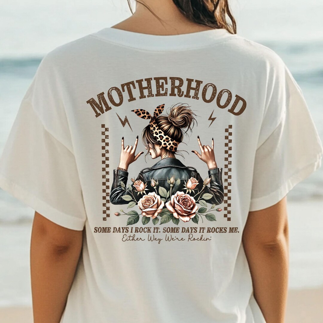Rockin' Motherhood PNG: Retro Floral Mom Life Design (digital Download ...