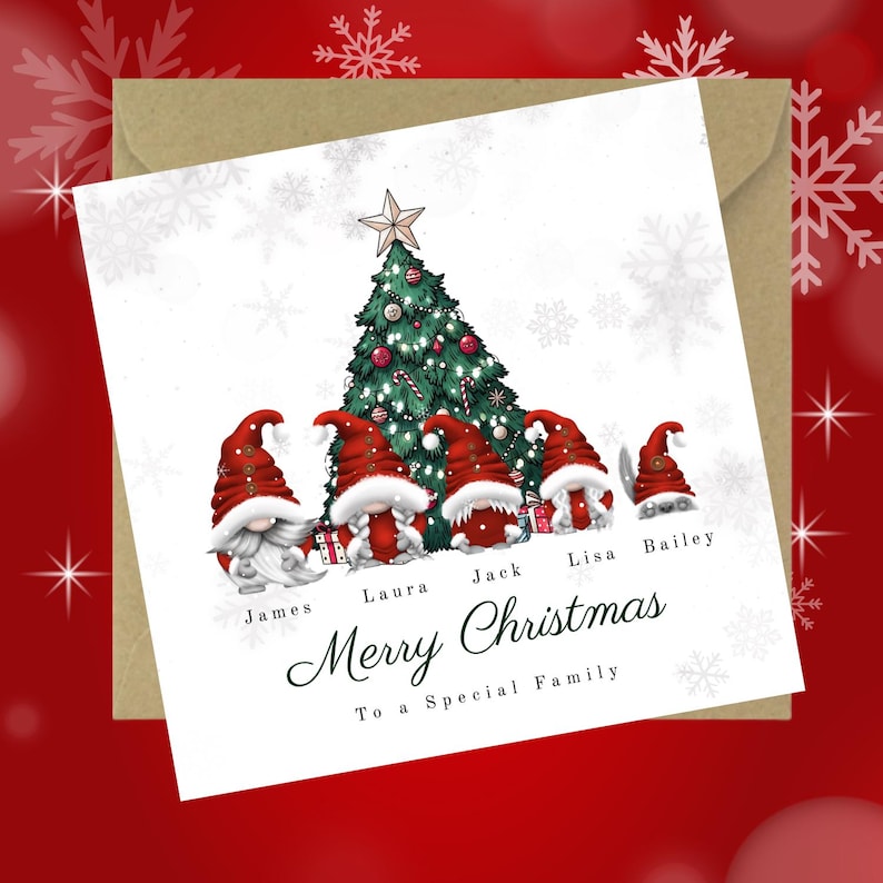Personalised Gonk Family Christmas Card With Names, Custom Gnome - Etsy UK