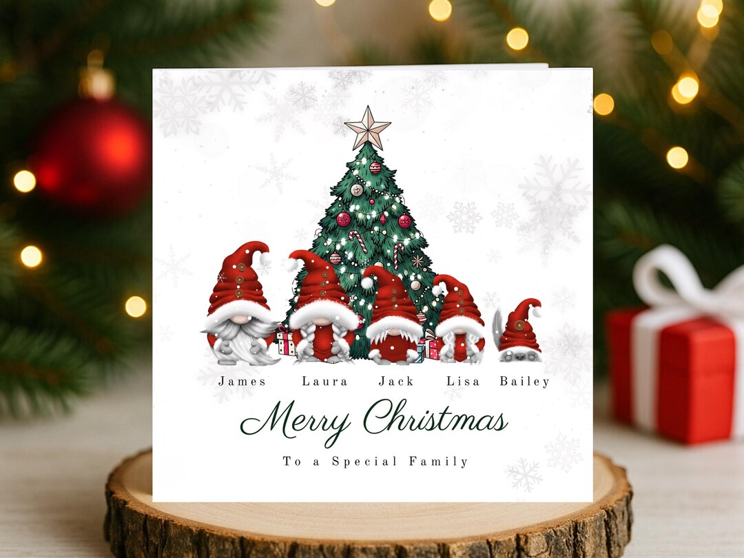 Personalised Gonk Family Christmas Card With Names, Custom Gnome - Etsy UK