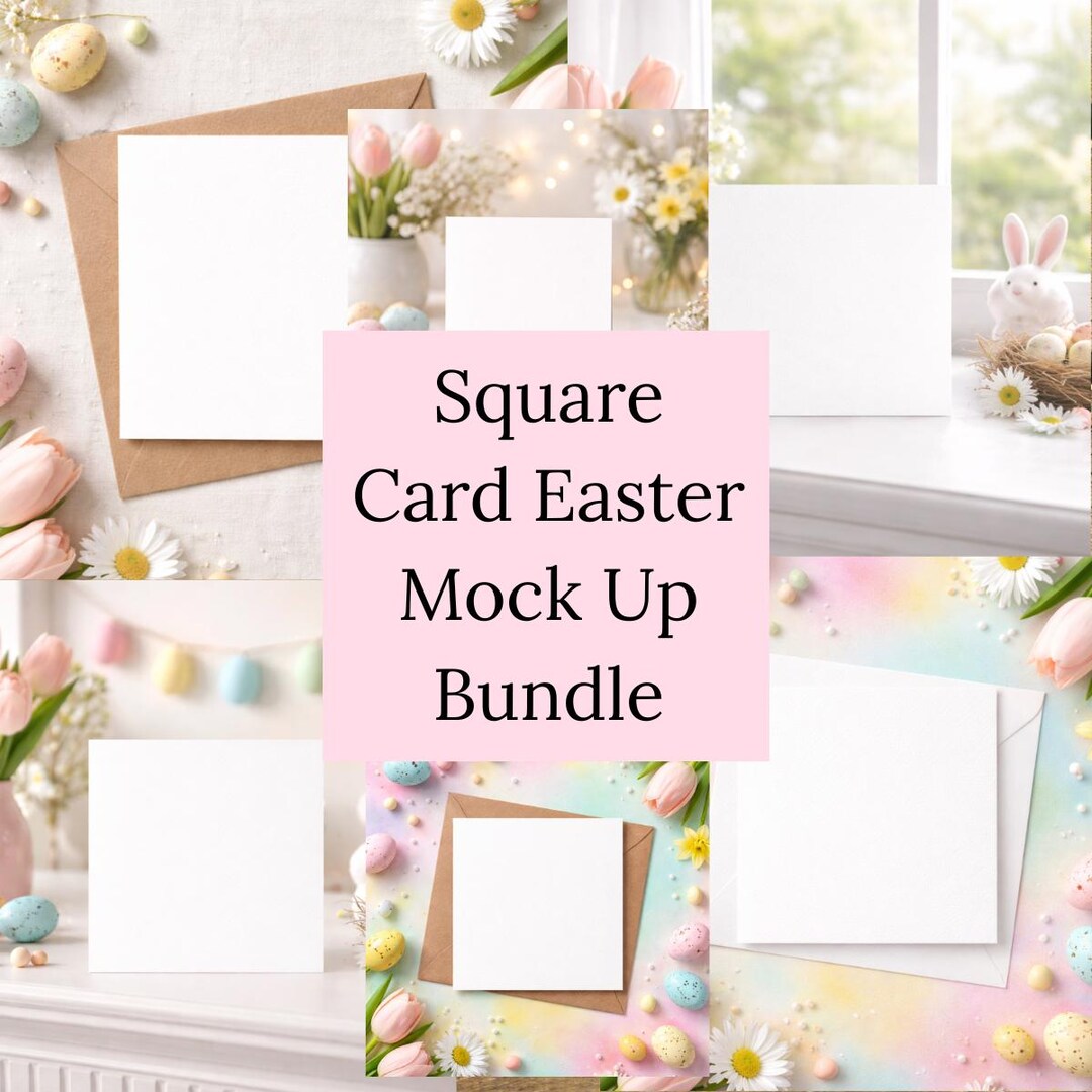 Easter Square Card Mockup Bundle, Editable Canva Templates 6 Images ...
