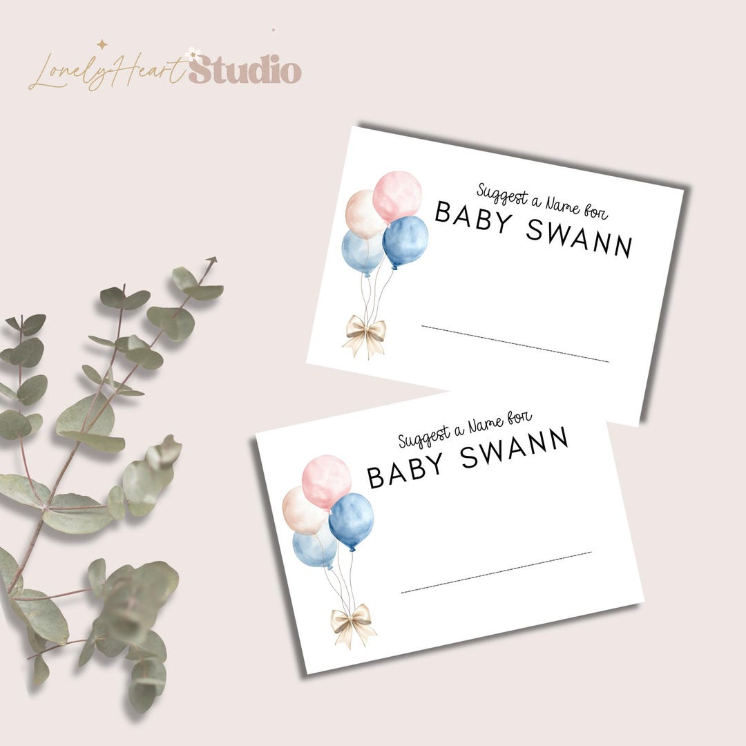 Personalised Guess the Baby Name Game Cards | Baby Shower Keepsake ...