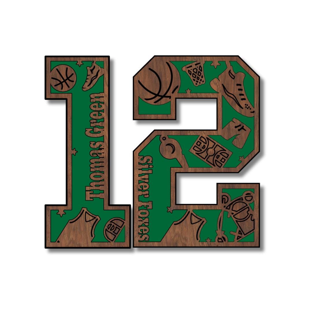 Custom 3D Basketball Player Wooden Number - Laser Cut Athlete Number ...