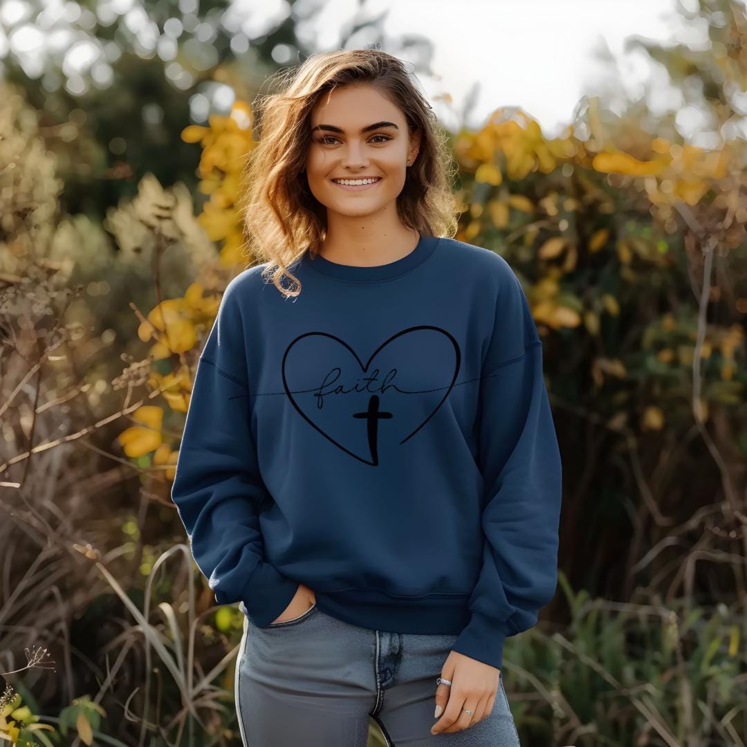Cross in Heart Sweatshirt, Heart Cross Sweatshirt, Christian Sweatshirt ...