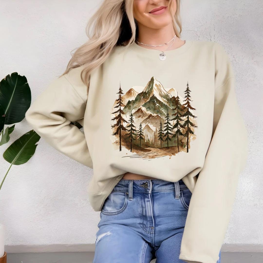 Mountain Vibes Shirt, Nature-inspired Pullover, Adventure Hiking ...