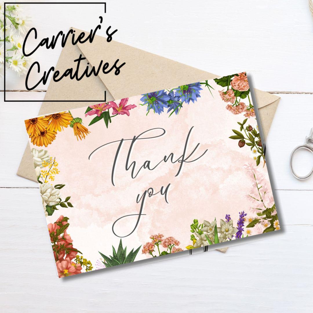 Editable Thank You Card Template | Modern Customizable Thank You Note ...