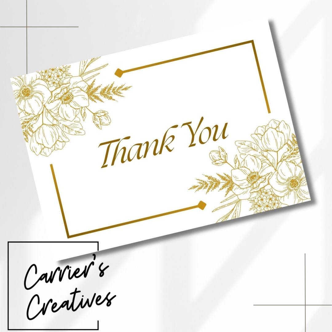 Editable Thank You Card Template | Modern Customizable Thank You Note ...