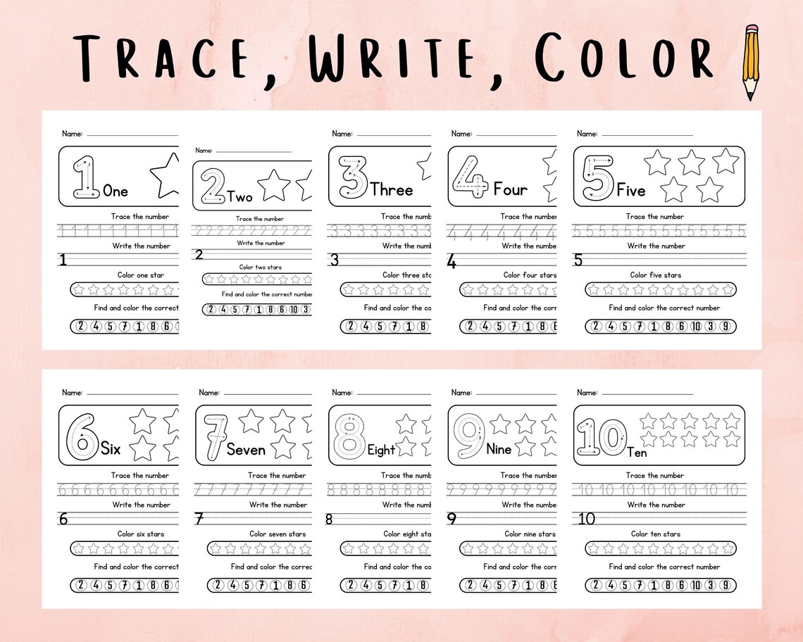 Numbers Tracing Worksheets, Handwriting Practice for Kids, Preschool ...