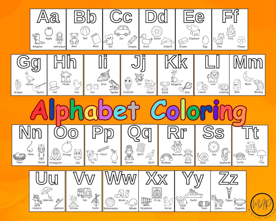 26 Alphabet Coloring Pages Preschool Coloring Book Printable Activity ...