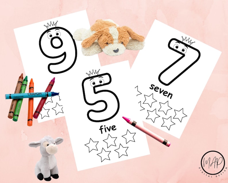 Baby's First 123 Book, Baby Shower Activity, Printable Numbers Coloring ...
