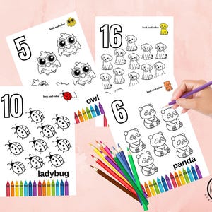 Numbers & Animals Coloring Pages: Preschool Activity (PDF) - Etsy